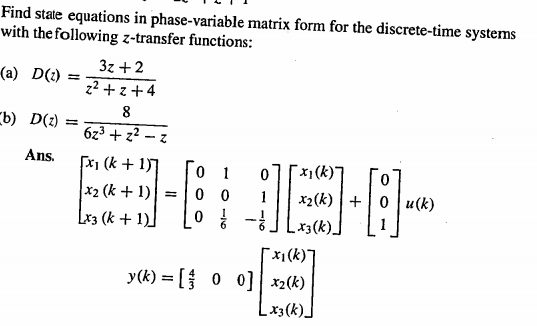 Solved Find state equations in phase-variable matrix form | Chegg.com