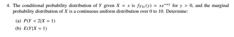 Solved 4. The conditional probability distribution of Y | Chegg.com