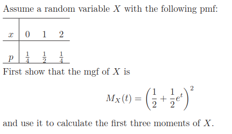 Solved Assume a random variable X with the following pmf: 0 | Chegg.com