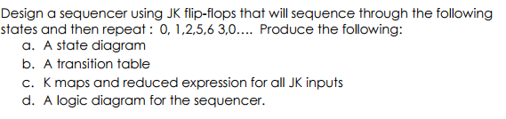 Solved Design a sequencer using JK flip-flops that will | Chegg.com
