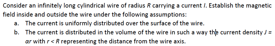 Solved Consider an infinitely long cylindrical wire of | Chegg.com