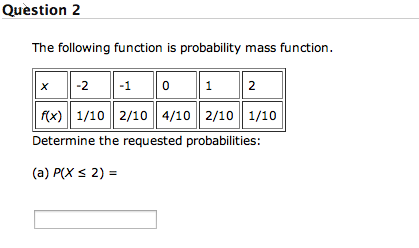 Solved Question 2 The following function is probability mass | Chegg.com