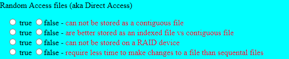 Solved Random Access files (aka Direct Access) true false - | Chegg.com