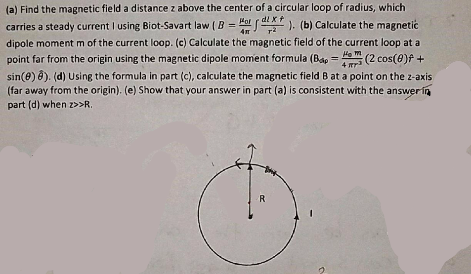 Solved (a) Find the magnetic field a distance z above the | Chegg.com