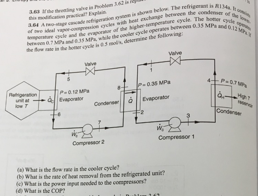 A two-stage cascade refrigeration system is shown | Chegg.com