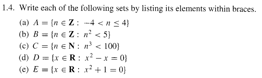 Solved Write each of the following sets by listing its | Chegg.com