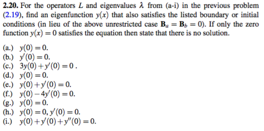 Solved For the operators L and eigenvalues lambda from (a-i) | Chegg.com