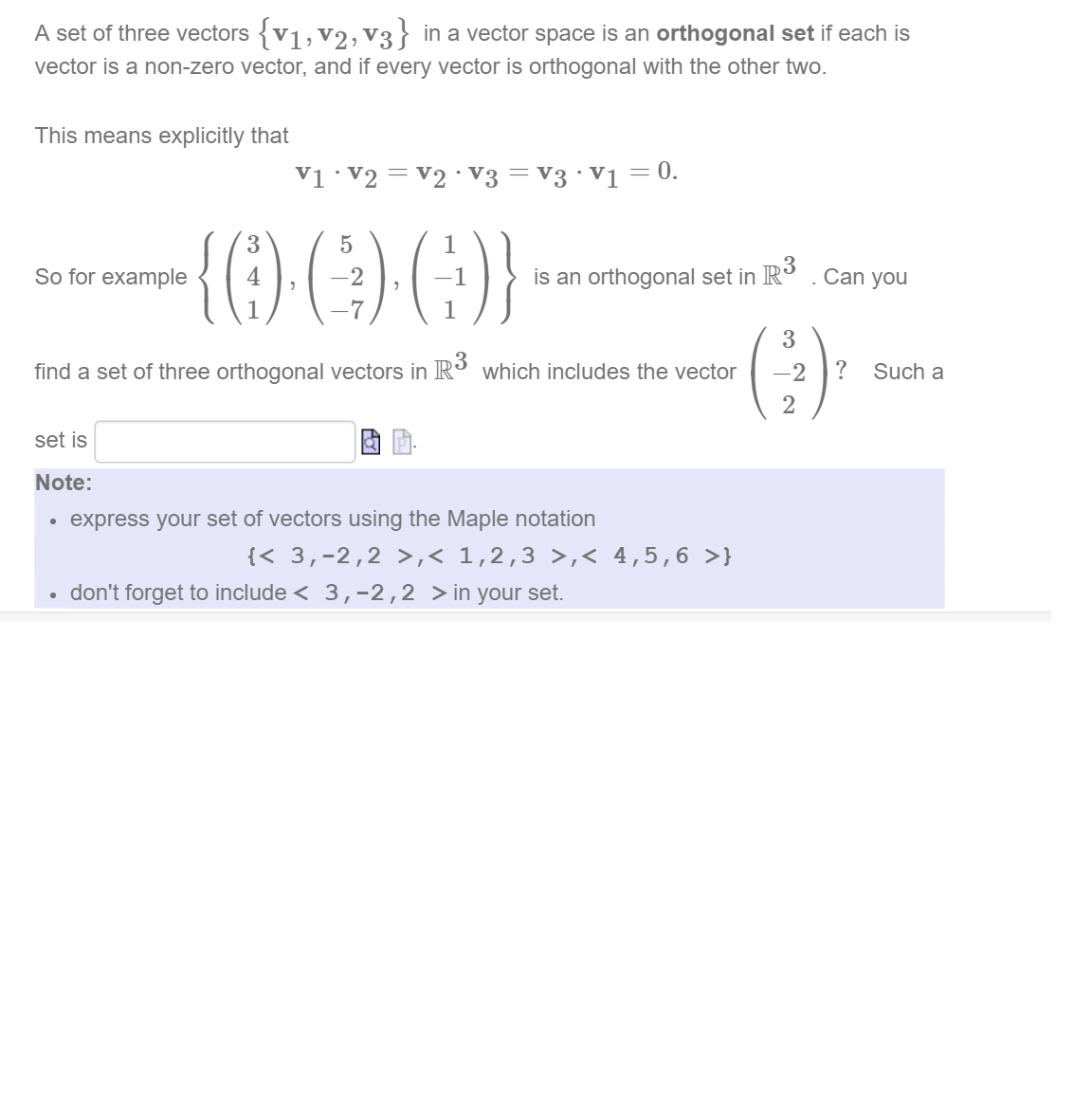Solved A set of three vectors (v1, v2,v3) in a vector space | Chegg.com