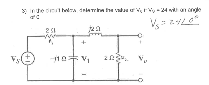 Solved 3) In the circuit below, determine the value of V0 if | Chegg.com