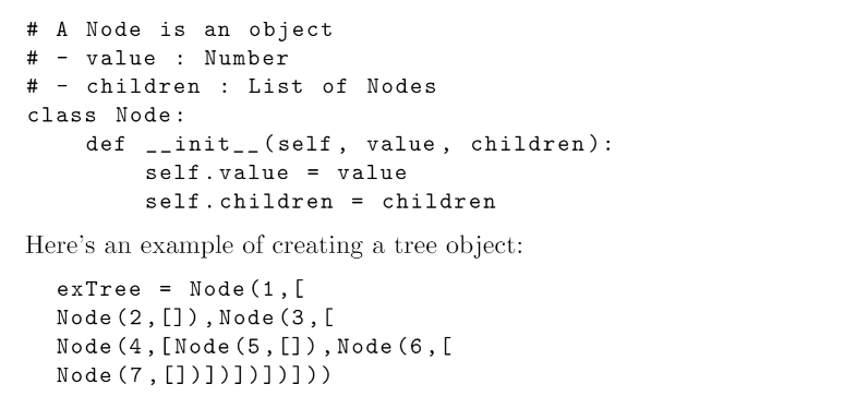 Solved # A Node is an object # -value : Number # -children : | Chegg.com