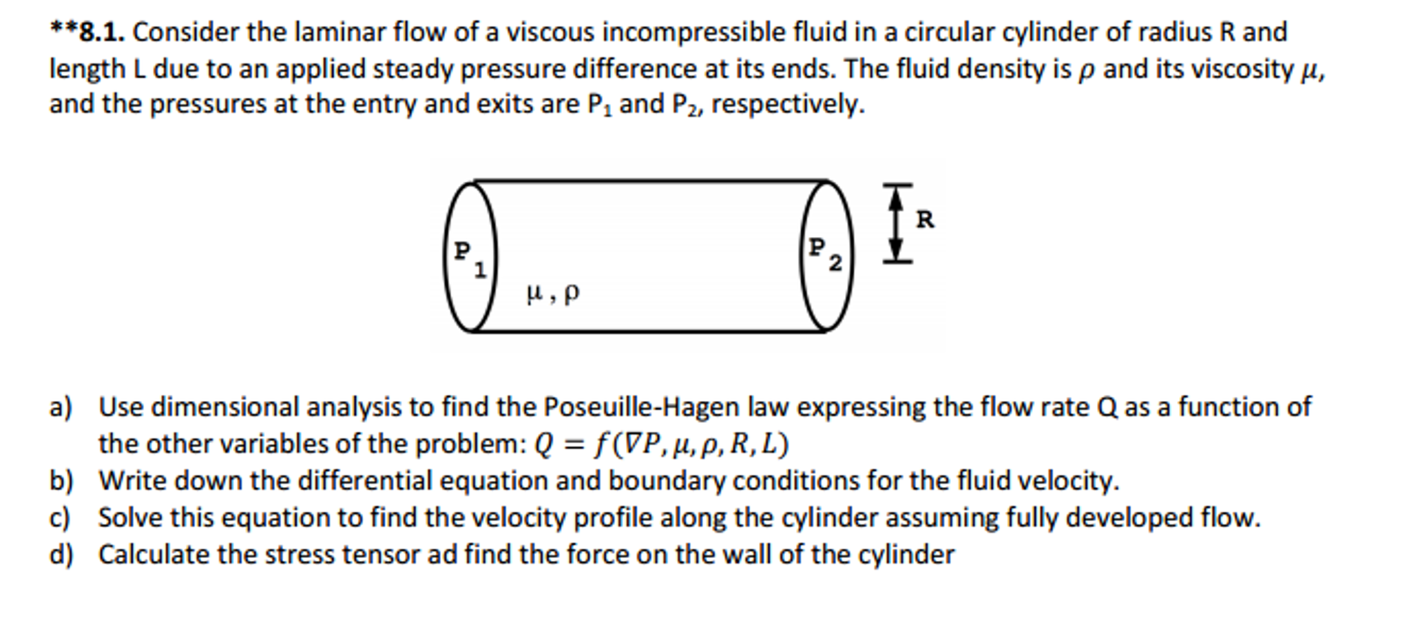 Solved Consider the laminar flow of a viscous incompressible | Chegg.com