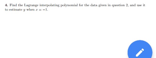 4. Find the Lagrange interpolating polynomial for the | Chegg.com