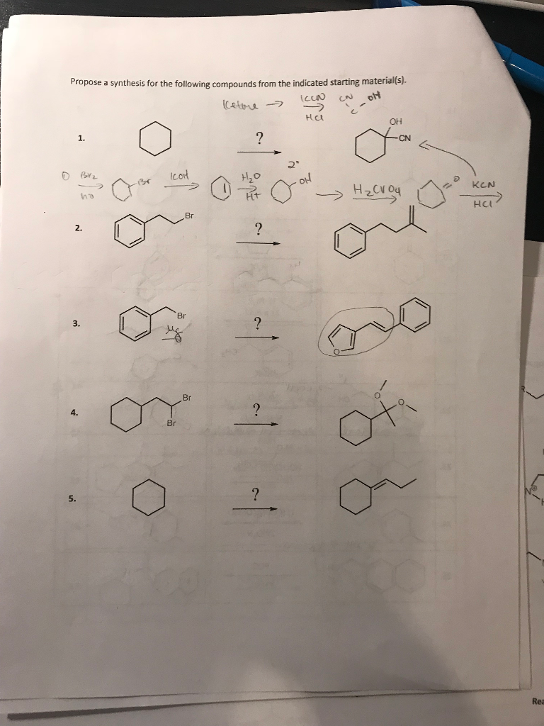 Solved Propose a synthesis for the following compounds from | Chegg.com