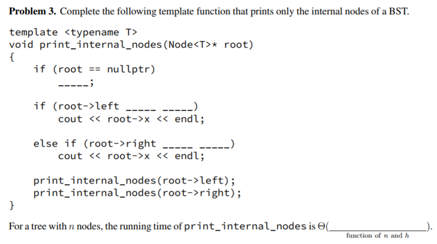 Solved Problem 1. Complete the following template function | Chegg.com