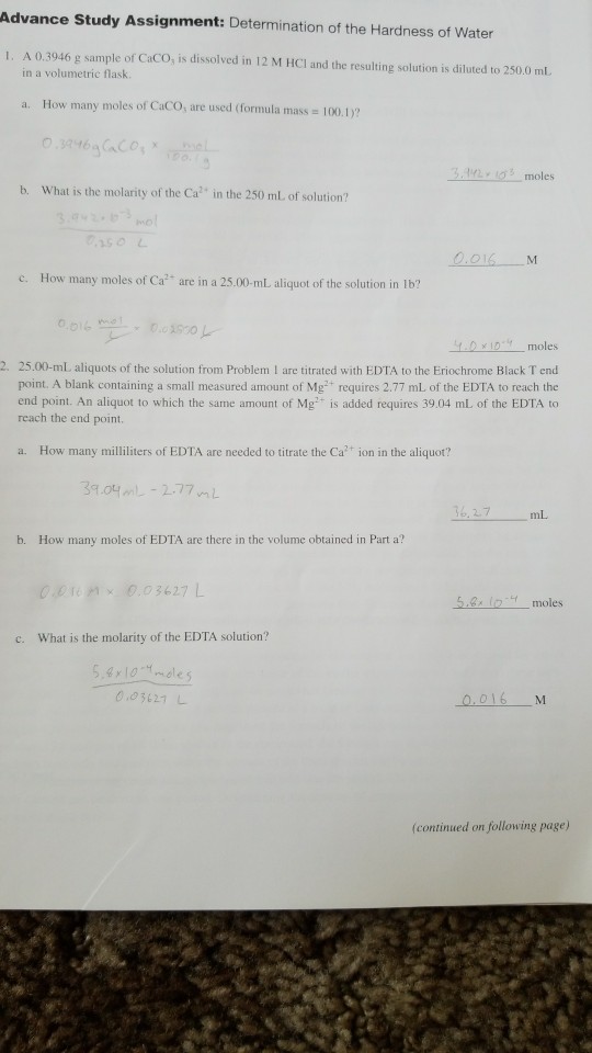 Solved Advance Study Assignment: Determination of the | Chegg.com