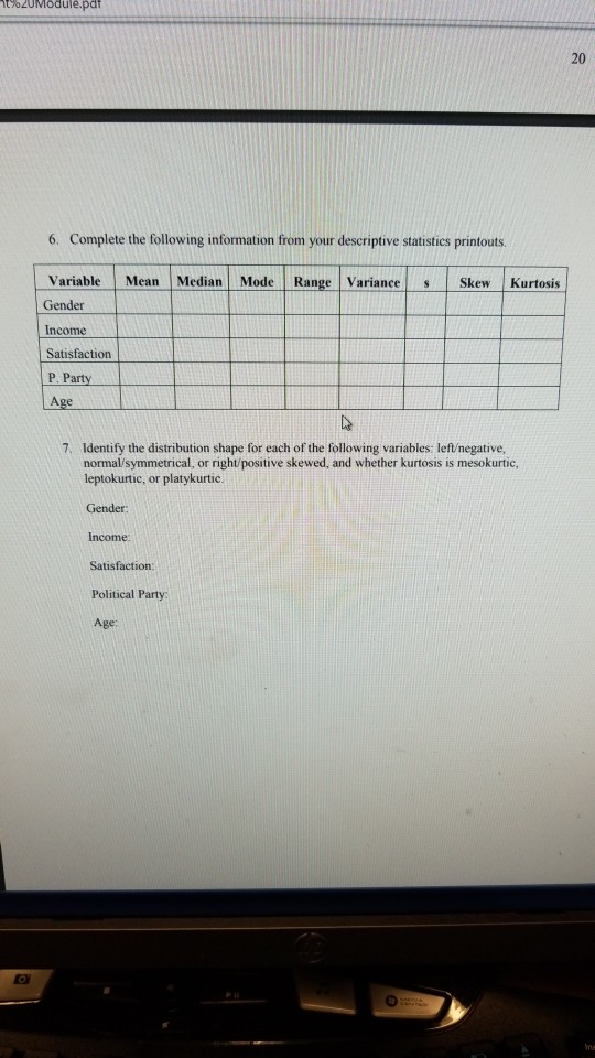 APPENDIX B Using Excel: Descriptive Statistic Problem | Chegg.com