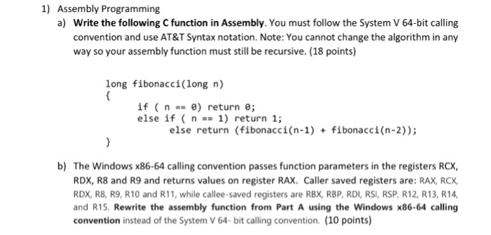 Solved 1) Assembly Programming a) Write the following C | Chegg.com