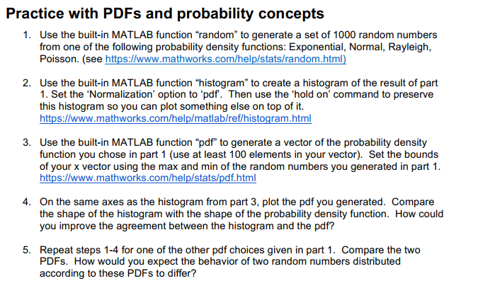 Solved Practice with PDFs and probability concepts 1. Use | Chegg.com