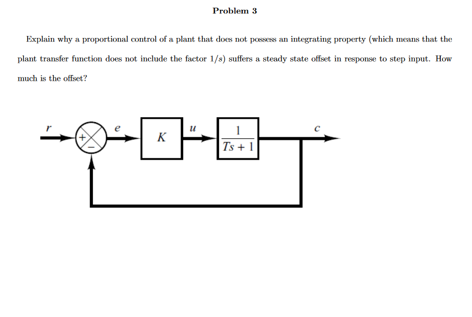 Solved Problem 3 Explain why a proportional control of a | Chegg.com