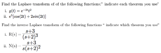 Solved Find the Laplace transform of of the following | Chegg.com