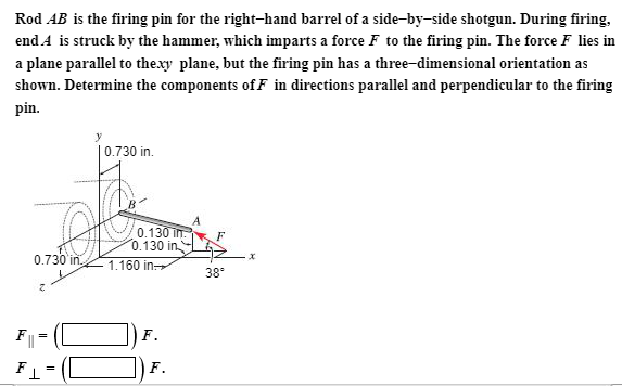 Solved Rod AB is the firing pin for the right-hand barrel of | Chegg.com