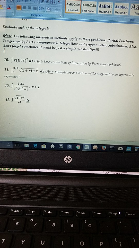 Solved Paragraph Evaluate each of the integrals Note: The | Chegg.com