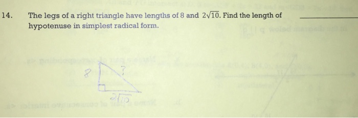 Solved The legs of a right triangle have lengths of 8 and 2 | Chegg.com