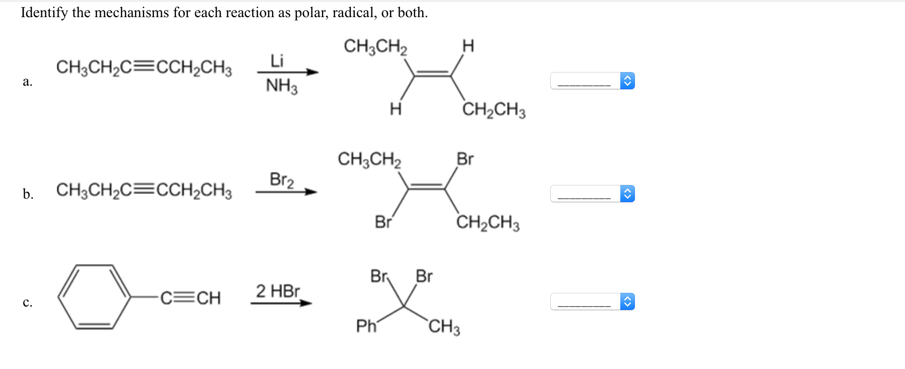 Solved Identify the mechanisms for each reaction as polar, | Chegg.com