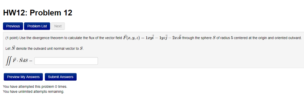 Solved HW12: Problem 12 Previous Problem List Next (1 1 | Chegg.com