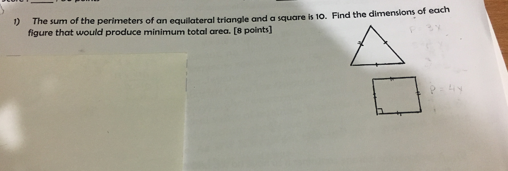 Solved The sum of the perimeters of an equilateral triangle | Chegg.com