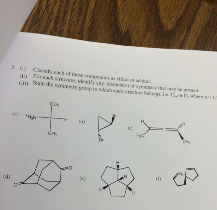 Solved Classify each of these compounds as chiral or a | Chegg.com