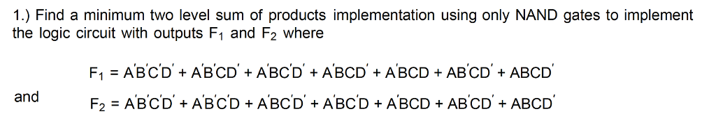 Solved Find a minimum two level sum of products | Chegg.com