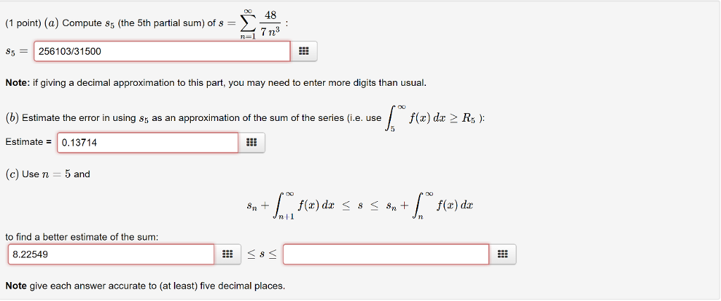 Solved 48 1 Point A Compute Ss The 5th Partial Sum Of S 