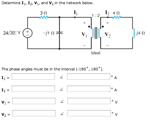 Solved Determine I1, I2, V1, and V2 in the network below. | Chegg.com