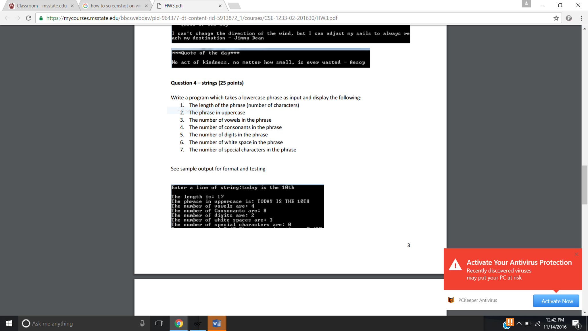 Solved & Classroom msstate.edu x G how to screenshot on wi x | Chegg.com