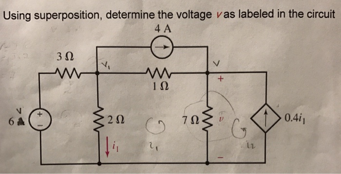 Solved Using superposition, determine the voltage v as | Chegg.com