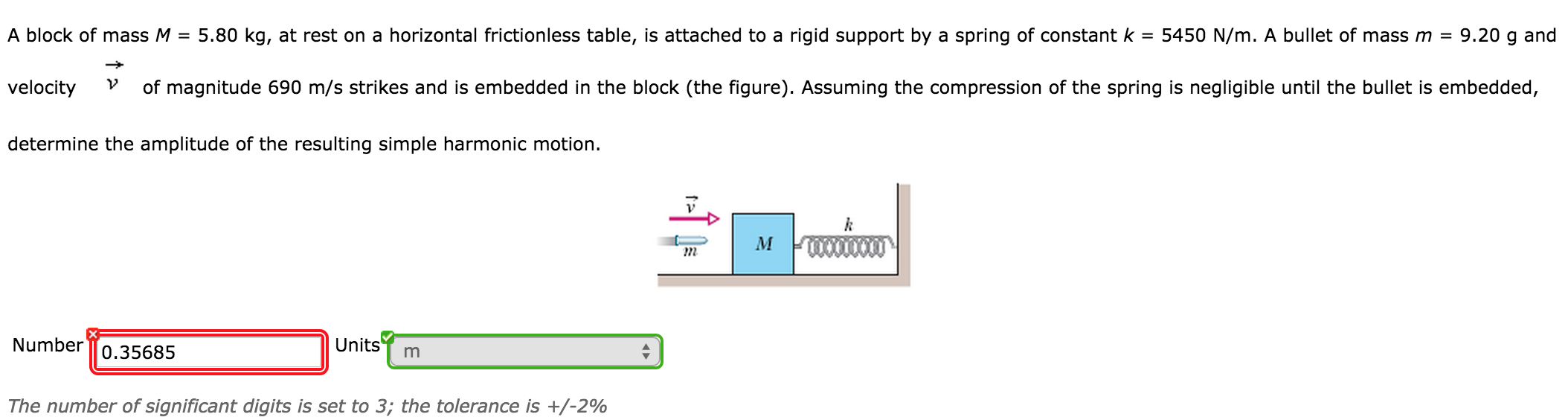 Solved A block of mass M = 5.80 kg, at rest on a horizontal | Chegg.com