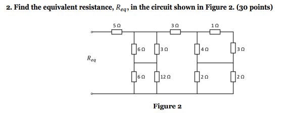 Solved 2. Find the equivalent resistance, Req, in the | Chegg.com