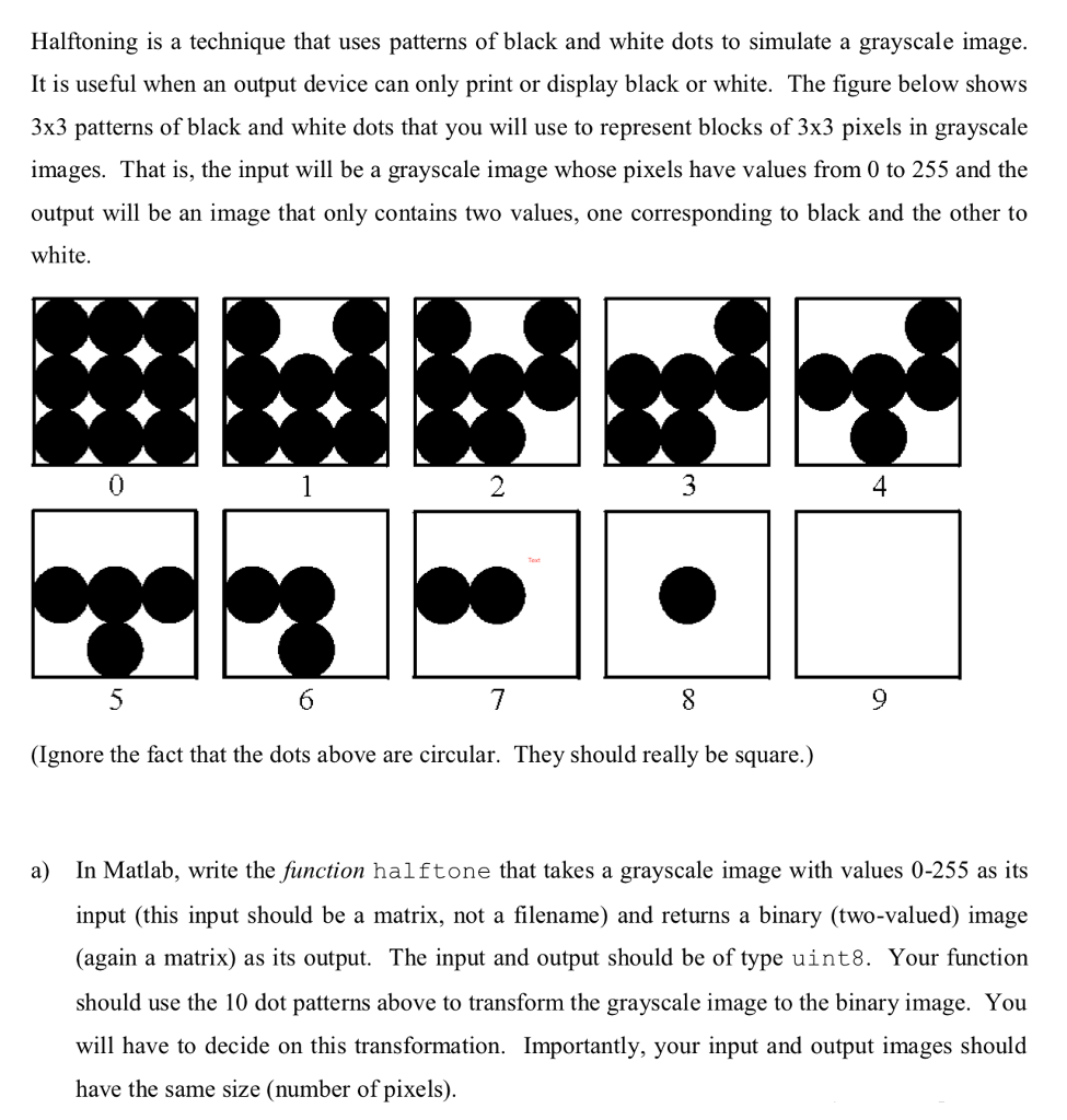Solved Halftoning is a technique that uses patterns of black | Chegg.com