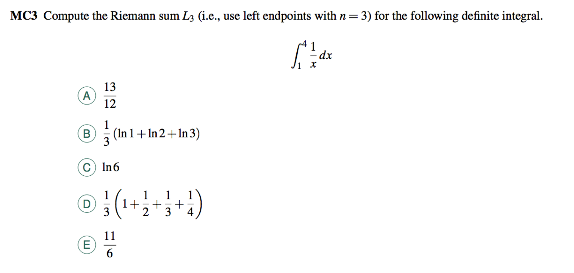 Solved Compute the Riemann sum L_3 (i.e., use left endpoints | Chegg.com