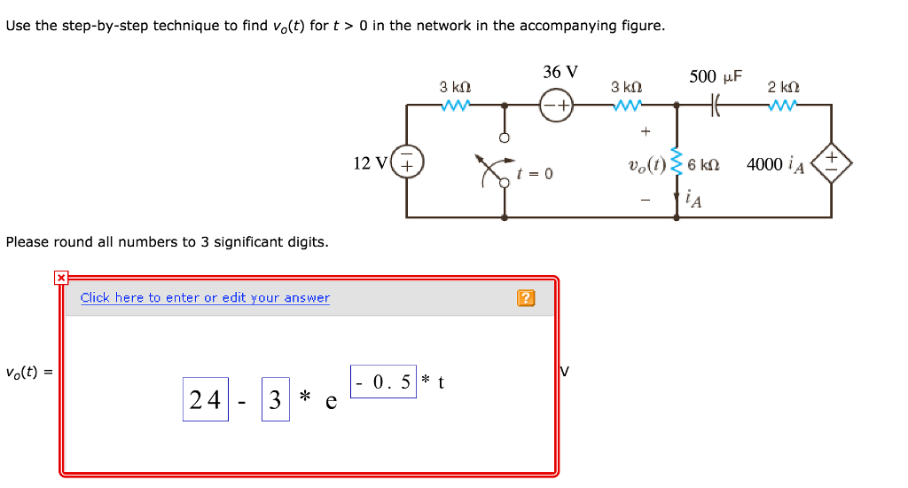 Solved Use the step-by-step technique to find v_0(t) for t > | Chegg.com