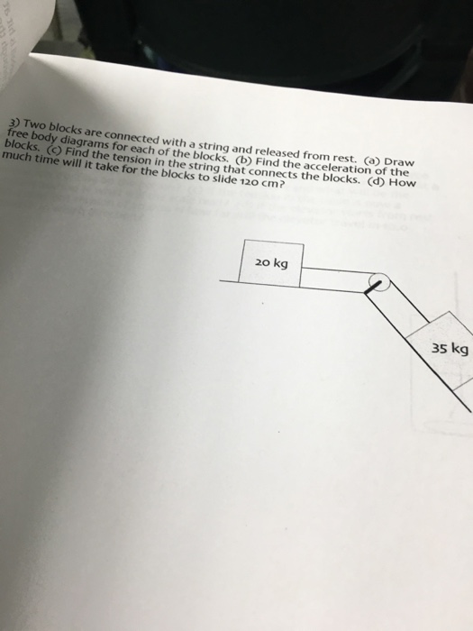 Solved Two blocks are connected with a string and released | Chegg.com