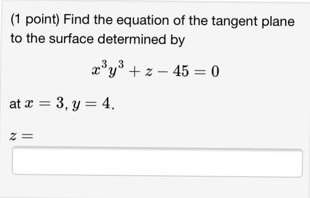 Solved Find the equation of the tangent plane to the surface | Chegg.com