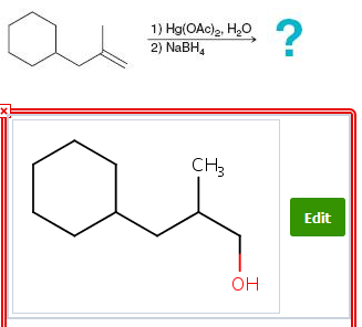 Solved 1) Hg(OAc)2, H2O 2) NaBH4 2 CH Edit OH | Chegg.com