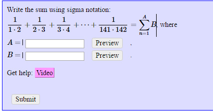 Solved Write the sum using sigma notation: 1/1 middot 2 + | Chegg.com