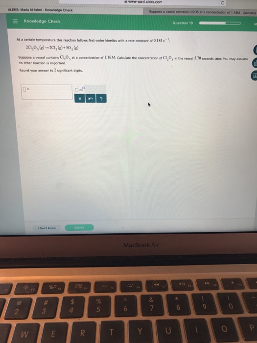 Solved At A Certain Temperature This Reaction Follows