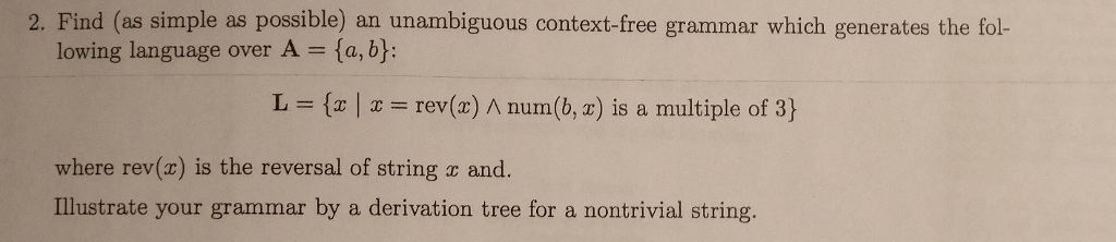 Solved 2. Find (as simple as possible) an unambiguous | Chegg.com