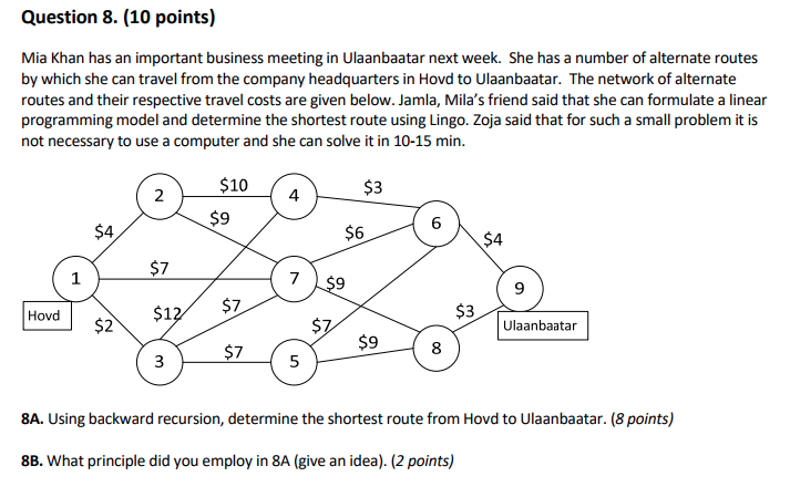 Question 8. (10 points) Mia Khan has an important | Chegg.com