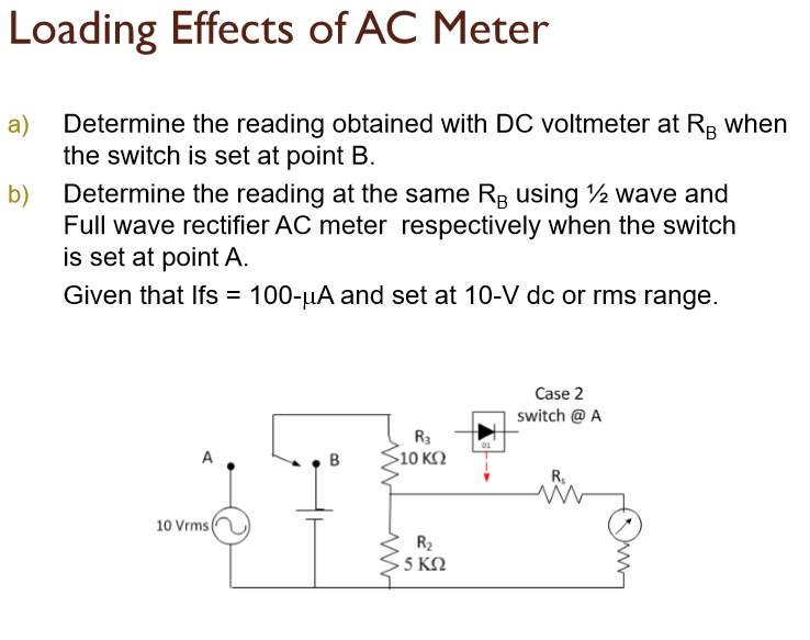 Solved Loading Effects of AC Meter Determine the reading | Chegg.com
