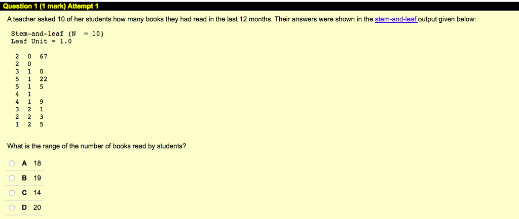 Solved Question 1 (1 mark) Attempt 1 A teacher asked 10 of | Chegg.com
